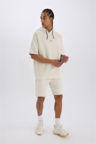 Bej Erkek DeFactoFit Kısa Paça Skuba Dalgıç Kumaş Şort 3210766 | DeFacto