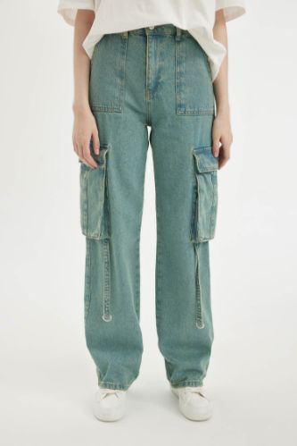 Индиго Женщины Джинсы Wide Leg с высокой талией 3133022 | DeFacto
