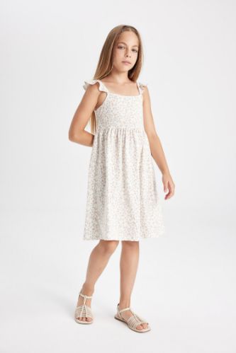 Ecru GIRLS & TEENS Girl Floral Strappy Dress 3135200 | DeFacto