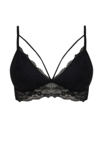 Black WOMAN Fall in Love Lacy Padded Triangle Bralet 2752697 | DeFacto