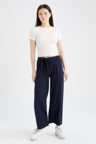 Navy WOMAN Regular Hem Trousers 2721346 | DeFacto