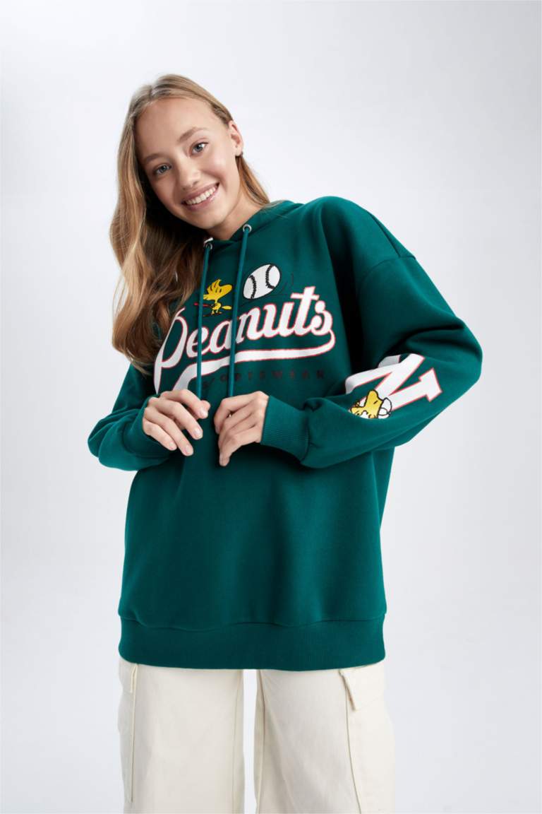 Vert FEMME Sweat- Shirt Coupe Oversize À capuche Grand Manche Longue Snoopy 2754179 | DeFacto