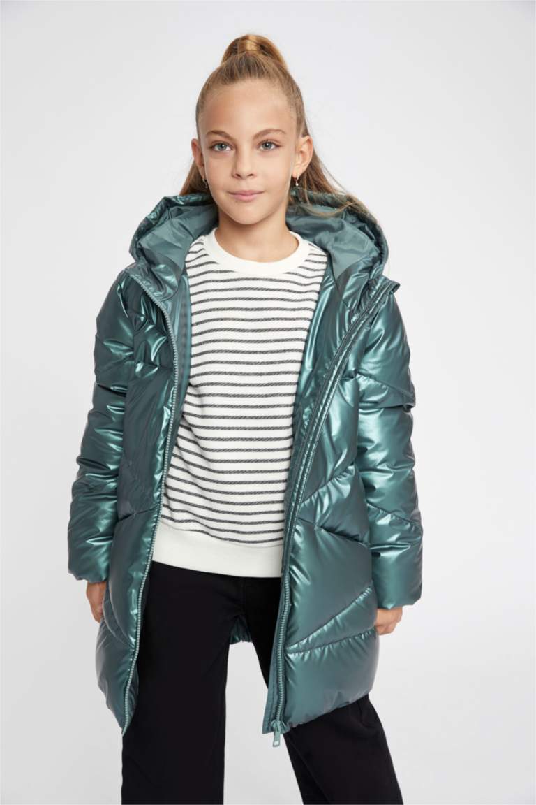 Green GIRLS & TEENS Girl Hooded Waterproof Puffer Jacket 2788935 | DeFacto