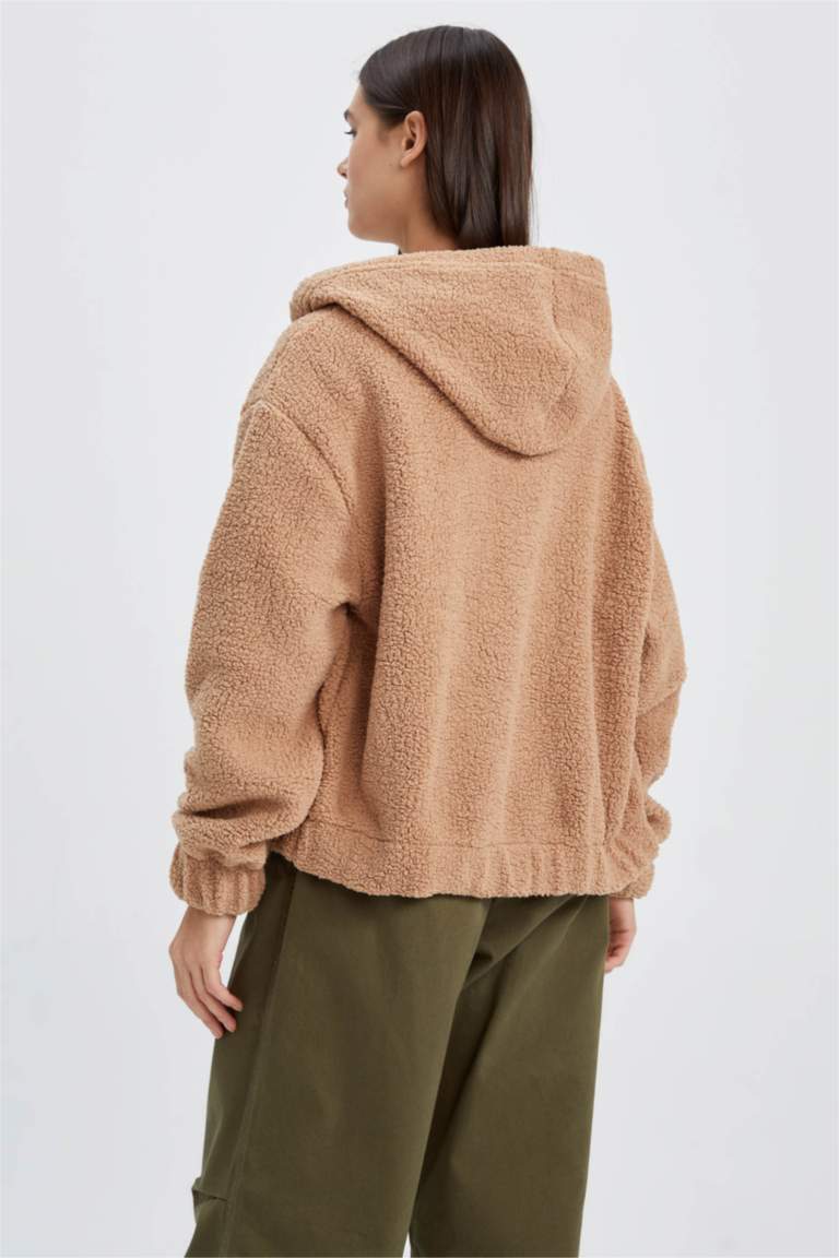 Bej Kadın Coool Oversize Geniş Kalıp Welsoft Pelüş Hırka 2777837 | DeFacto