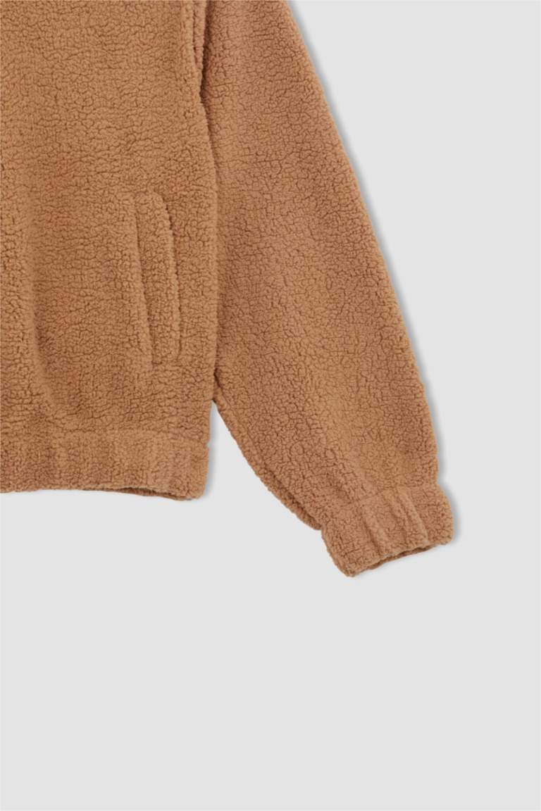 Bej Kadın Coool Oversize Geniş Kalıp Welsoft Pelüş Hırka 2777837 | DeFacto