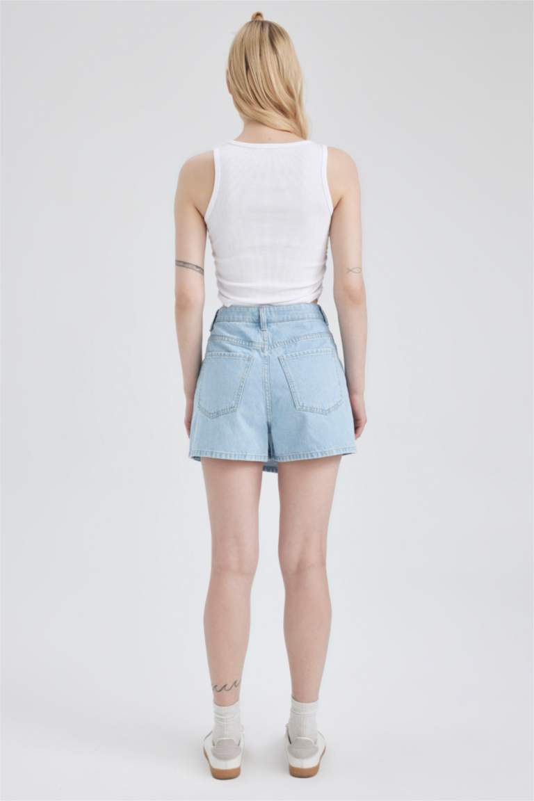 Blue WOMAN Denim Normal Waist Shorts 2807456 | DeFacto