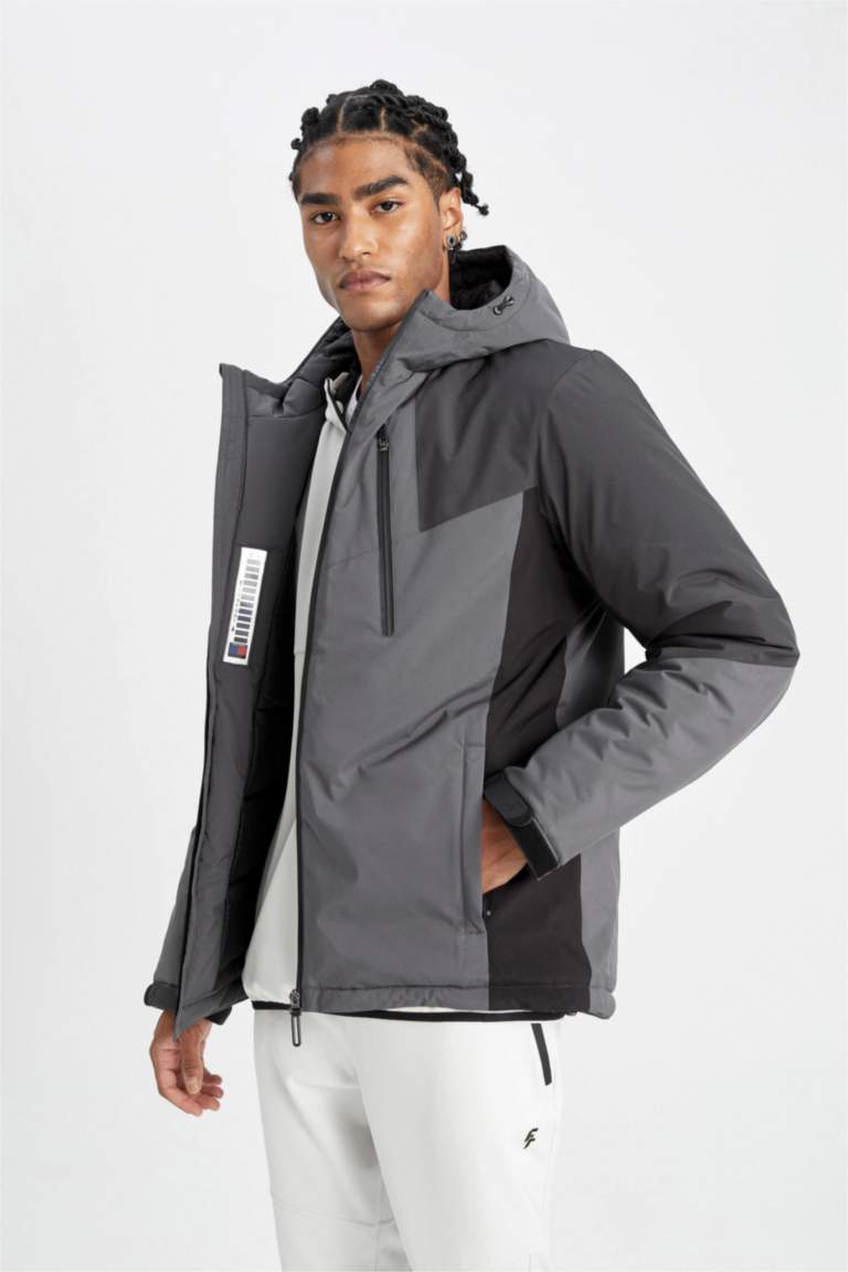 Black MAN DeFactoFit Slim Fit Fleece Lined Jacket 2793265 | DeFacto