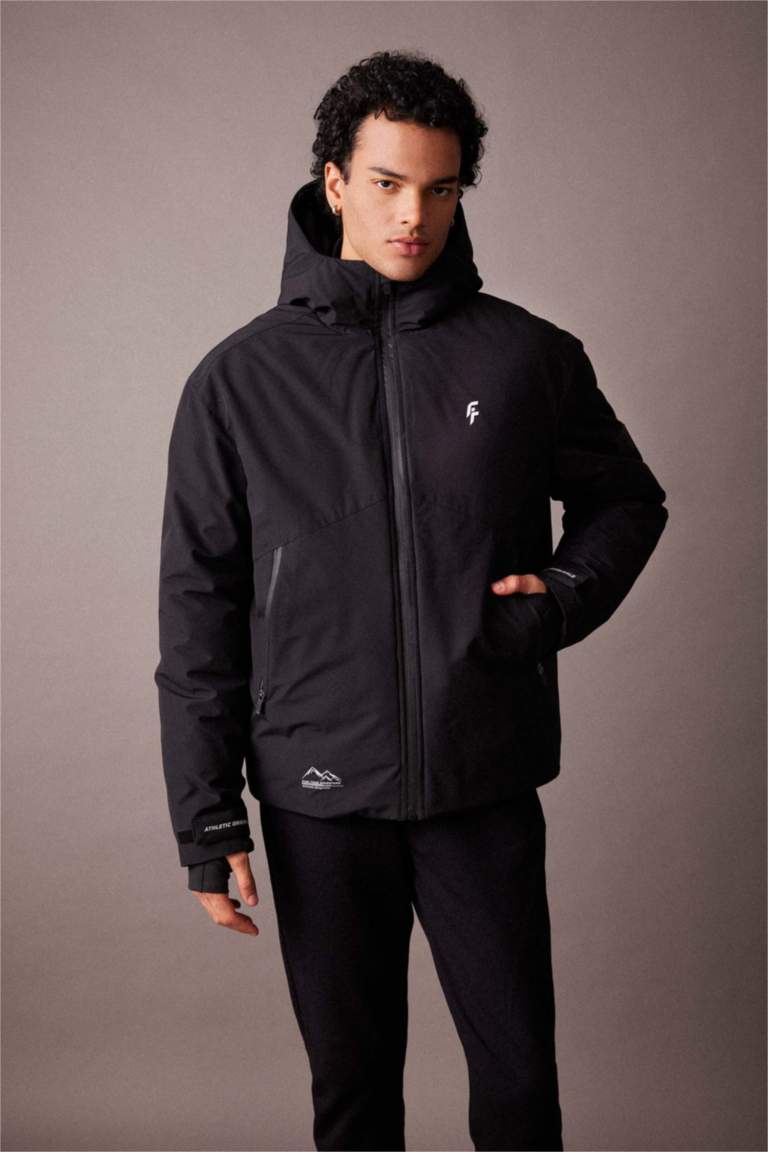 أسود رجالي جاكيت قماش حرير سليم فيت بكابيشون من DeFactoFit 2793618 ...