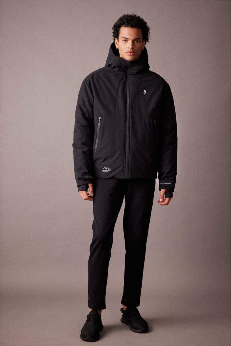 أسود رجالي جاكيت قماش حرير سليم فيت بكابيشون من DeFactoFit 2793618 ...