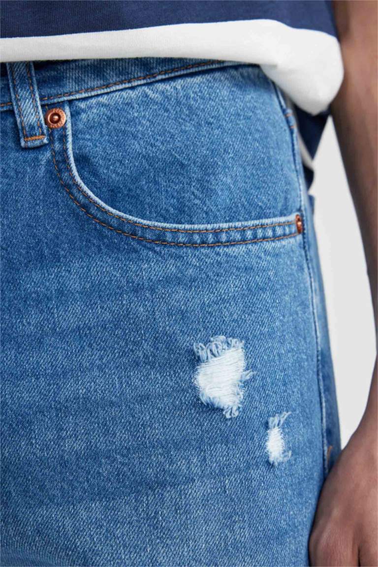 Blue MAN 90 Slim Fit Tight Fit High Waist Narrow Leg Ripped Detailed ...