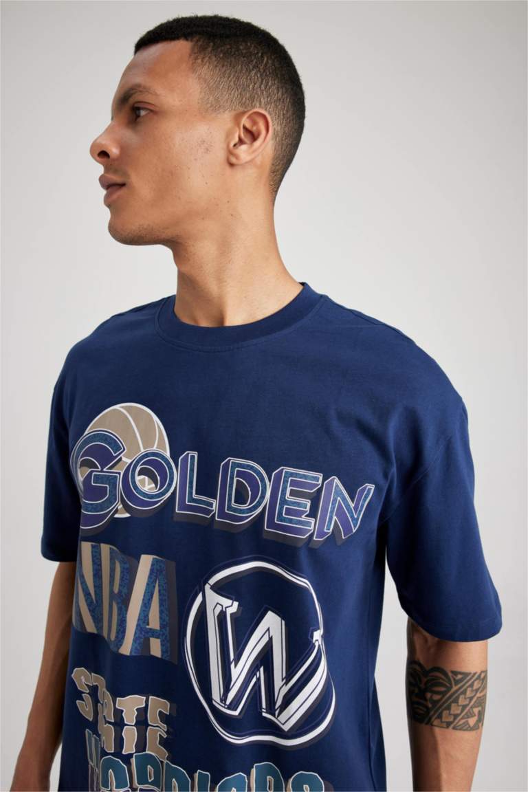 Navy MAN Defacto Fit NBA Golden State Warriors Licensed Oversize Fit ...