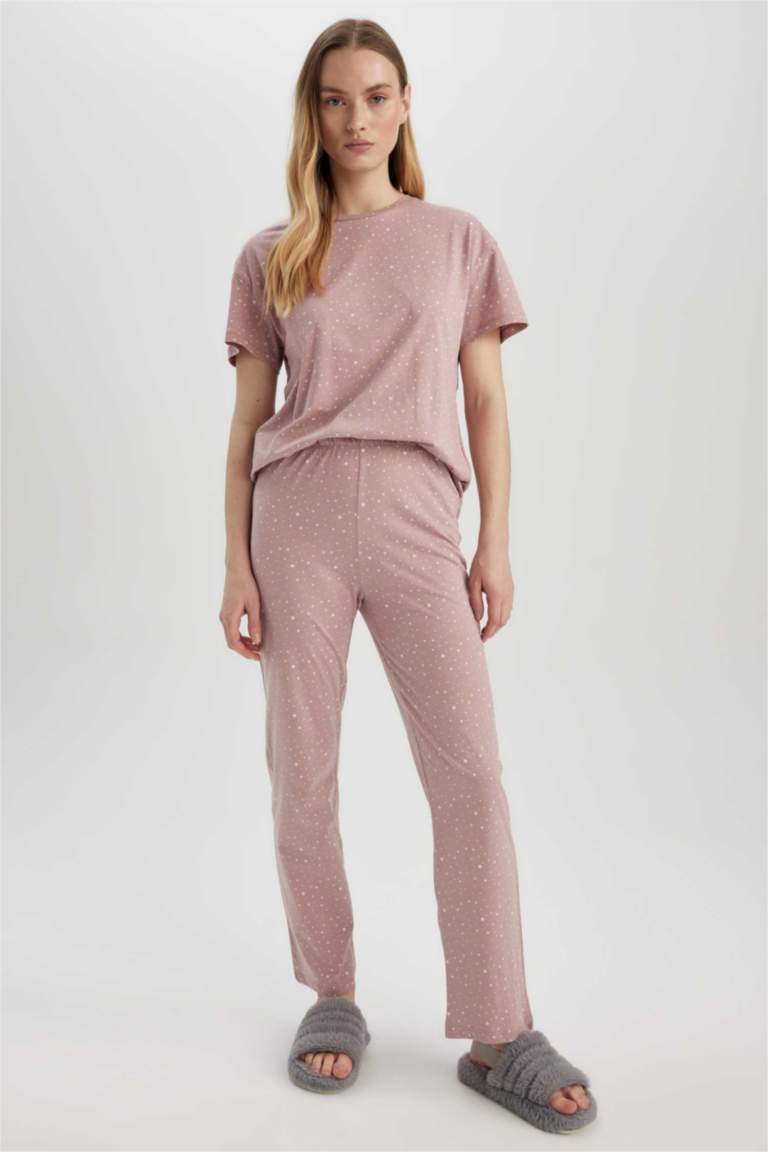 Bordeaux Woman Fall in Love Regular Fit Star Patterned Pajamas Set ...