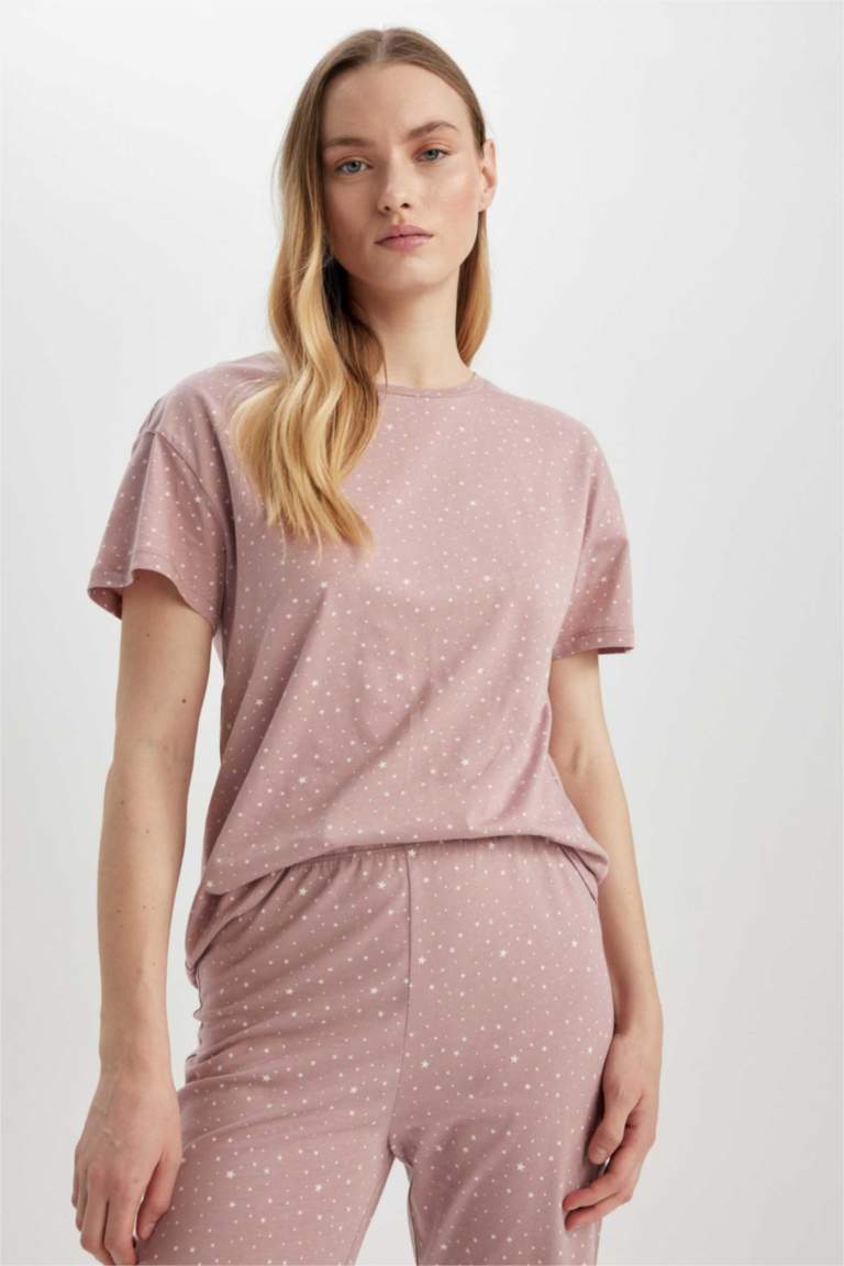 Bordo Kadın Fall in Love Regular Fit Yıldız Desenli Pijama Takımı ...