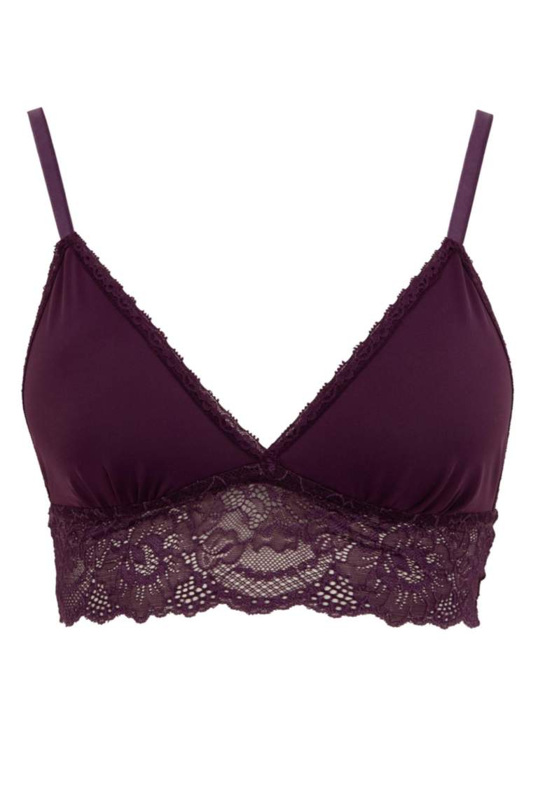 Purple Woman Fall in Love Lace Detailed Capless Padless Bra 2817679 ...
