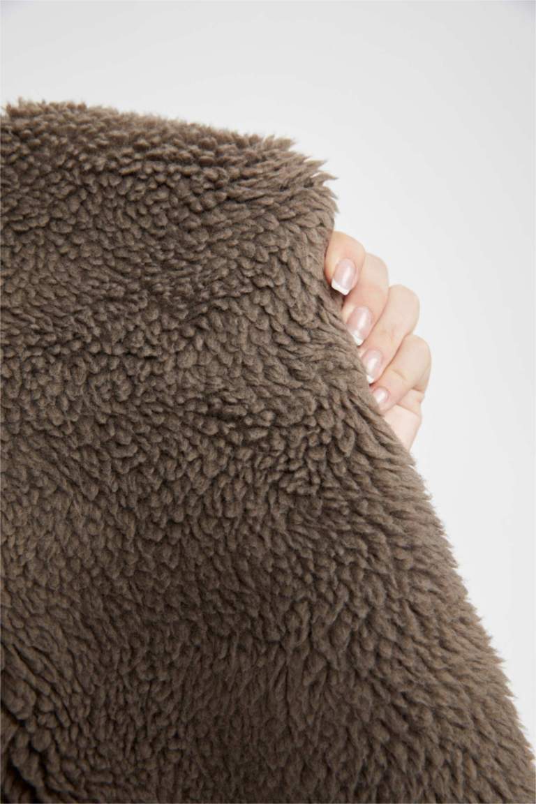 Grey WOMAN Waterproof Relax Fit Plush Lining Suede Faux Leather Jacket ...