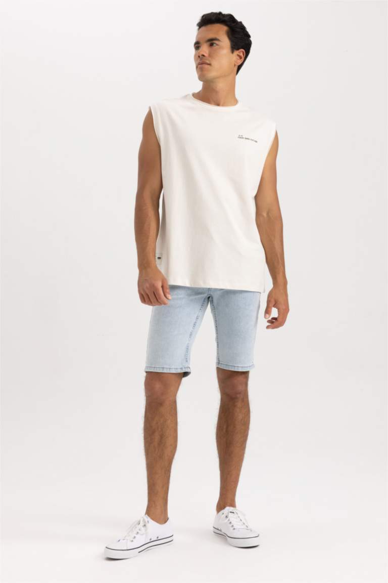 Beige MAN Boxy Fit Printed Crew Neck Short Sleeve Tank Top 2822541 ...