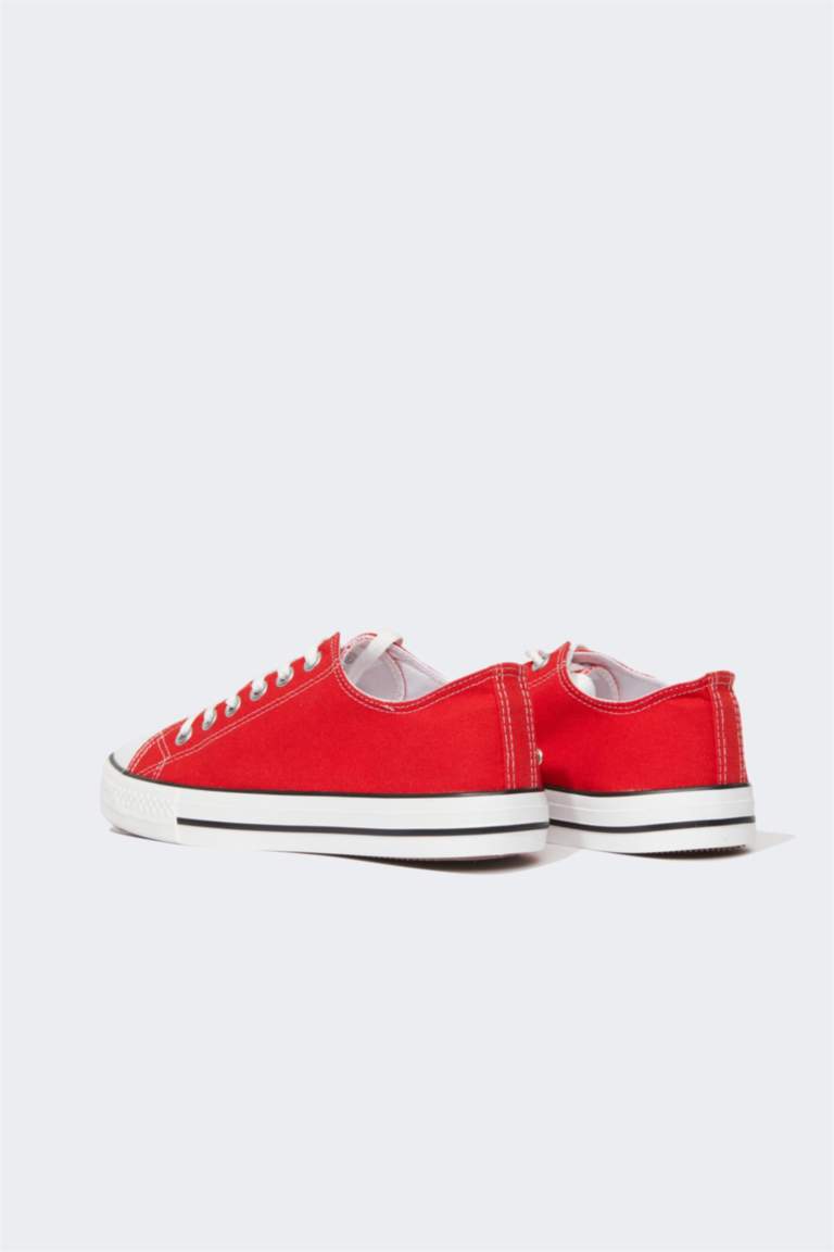 Rouge FEMME Chaussures En Tissu À Lacets À Fond Plat Pour Femmes ...