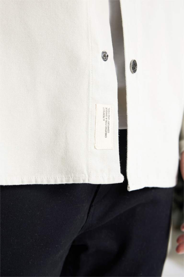 Grey MAN Relax Fit Polo Collar Canvas Shirt 3053240 | DeFacto
