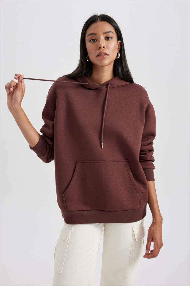 Brown WOMAN Relax Fit Basic Sweatshirt 2891540 | DeFacto