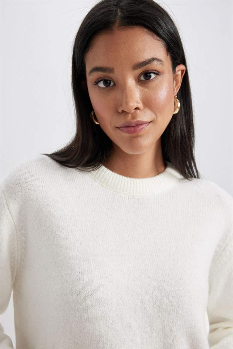 Ecru WOMAN Regular Fit Crew Neck Pullover 2838662 | DeFacto