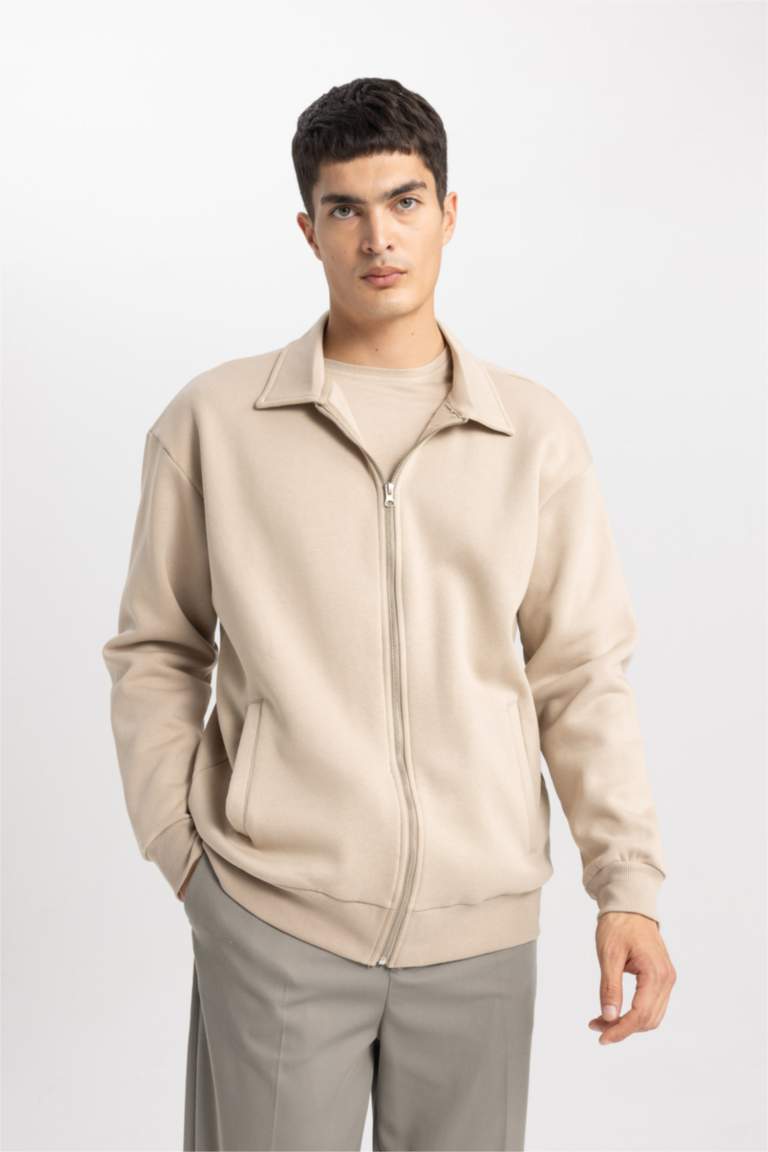 Beige MAN Oversize Fit Soft Fuzzy Cardigan 2891308 | DeFacto