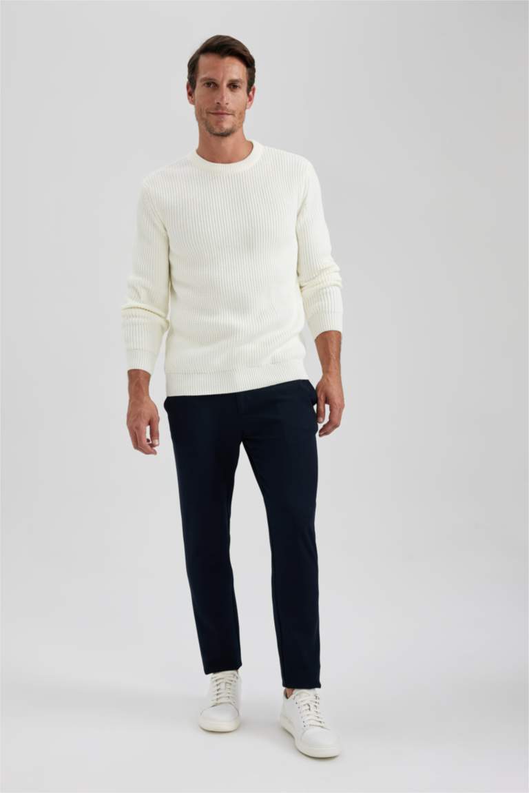 Ecru Man Standard Fit Crew Neck Knitwear Pullover 2854606 | DeFacto