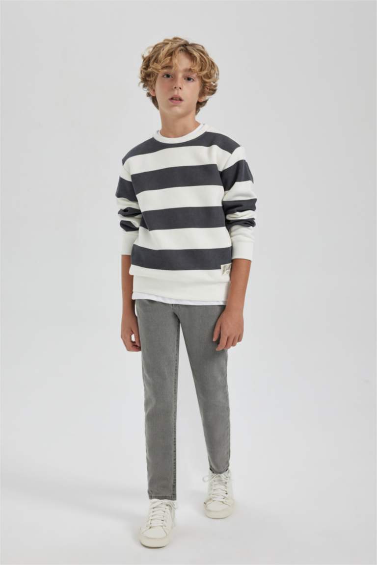 Ecru BOYS & TEENS Boy Crew Neck Thick Pullover Fabric Pullover 2900954 ...