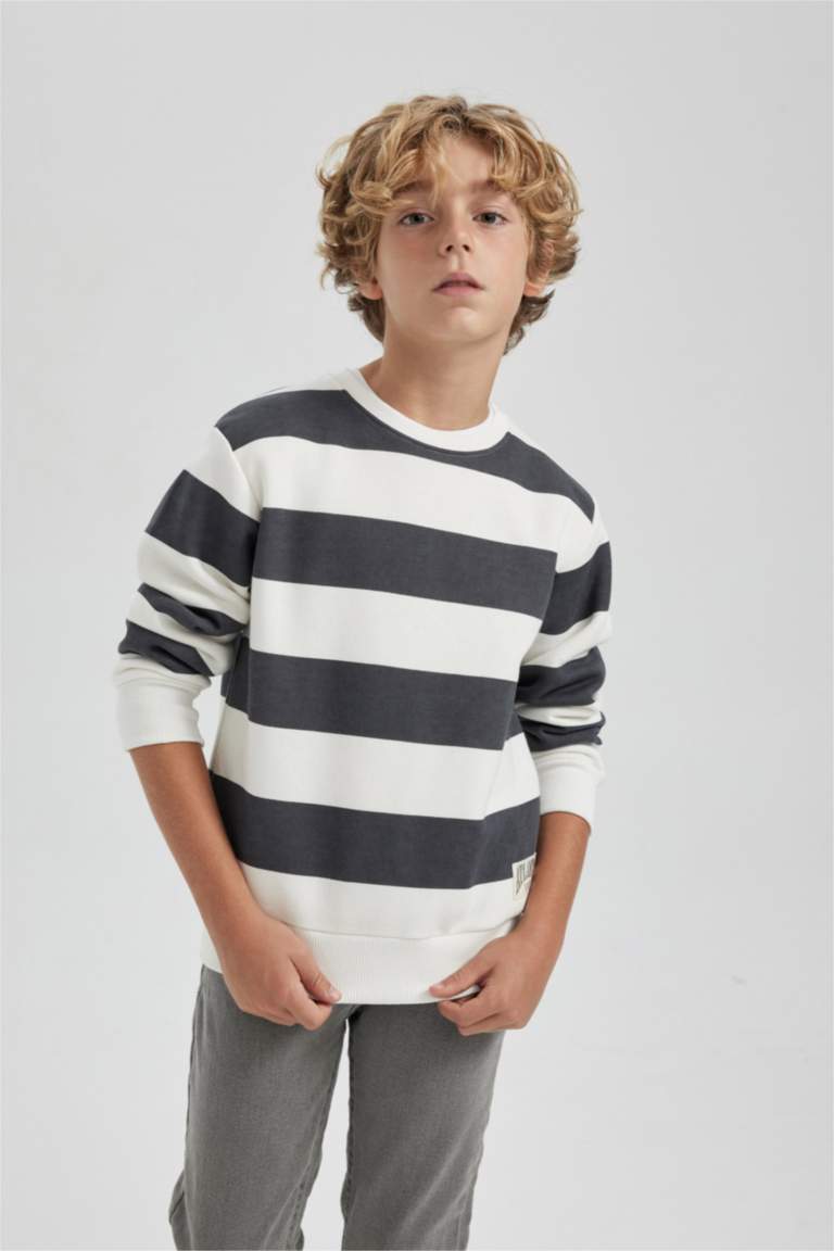 Ecru BOYS & TEENS Boy Crew Neck Thick Pullover Fabric Pullover 2900954 ...