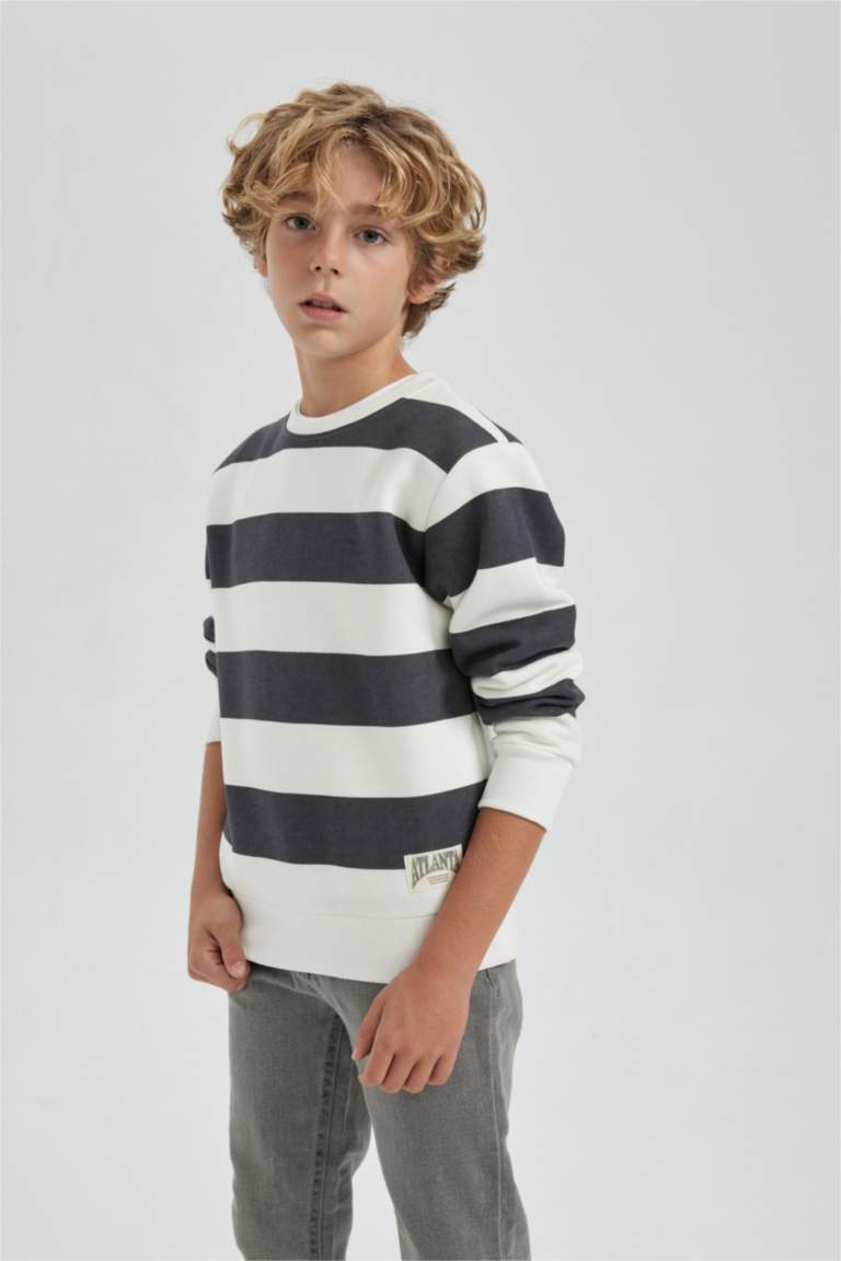 Ecru BOYS & TEENS Boy Crew Neck Thick Pullover Fabric Pullover 2900954 ...