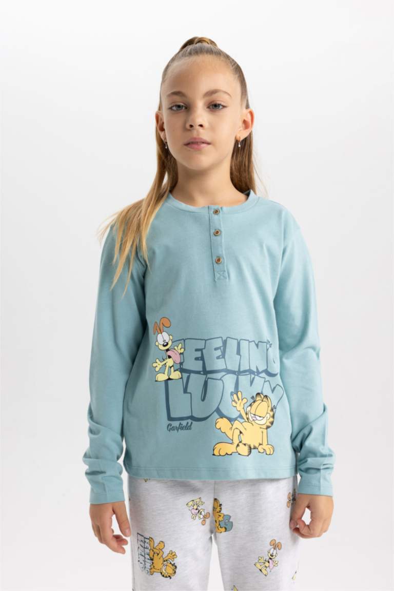 Green GIRLS & TEENS 2 piece Regular Fit Garfield Knitted Pyjamas ...