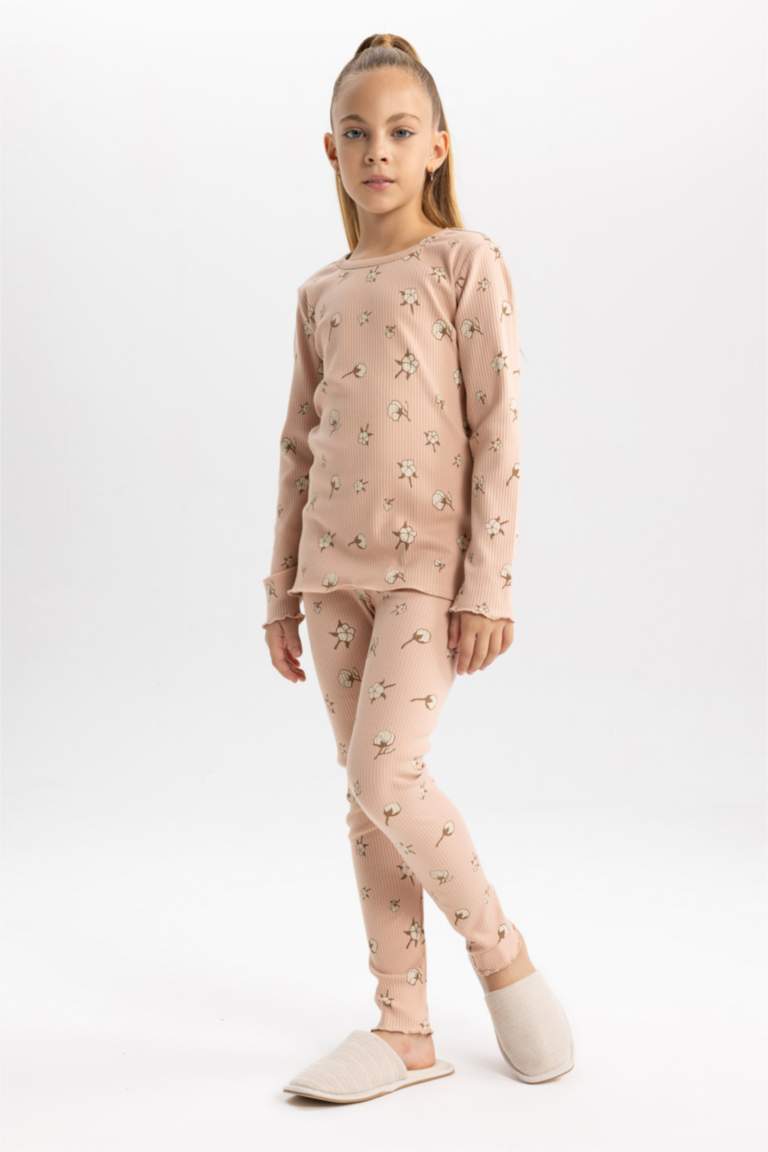 Beige Girls & Teens Baby Girl Patterned Camisole 2 Piece Pajama Set ...