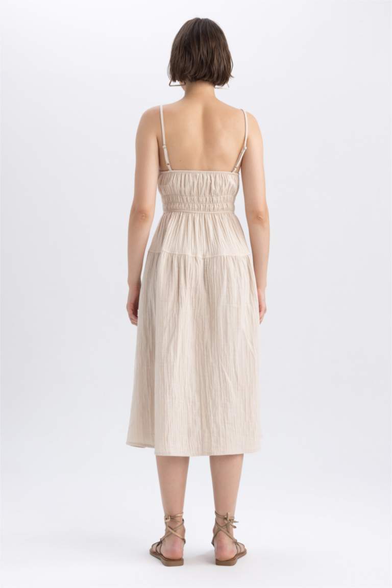 Beige WOMAN Strapless Muslin Maxi Dress 2891130 | DeFacto