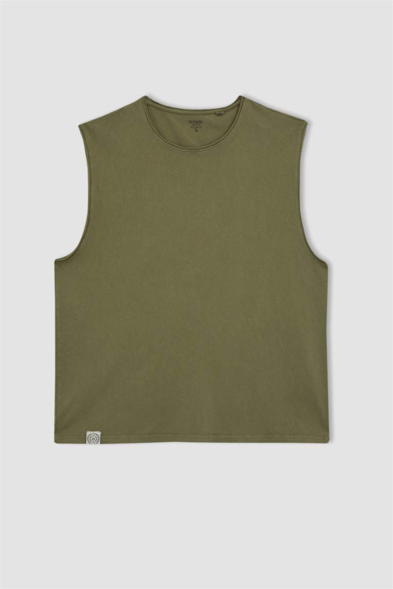 Khaki MAN Boxy Fit Crew Neck Long Sleeve Tank Top 2903262 | DeFacto