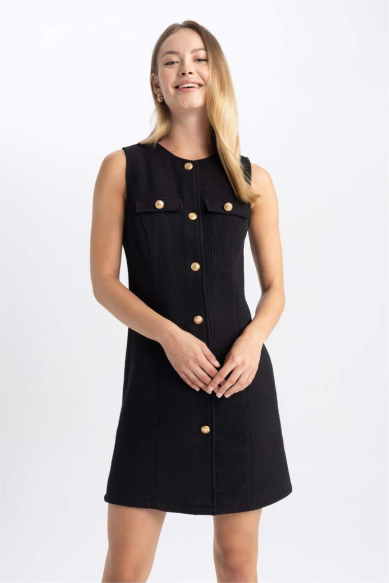 Noir FEMME Mini Robe Col Rond 2911263 | DeFacto