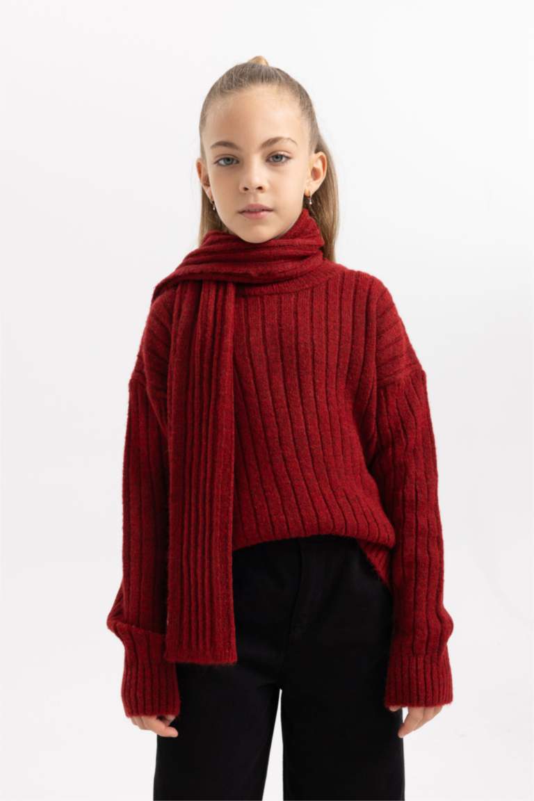 Red GIRLS & TEENS Girl Regular Fit Crew Neck Pullover 2999185 | DeFacto