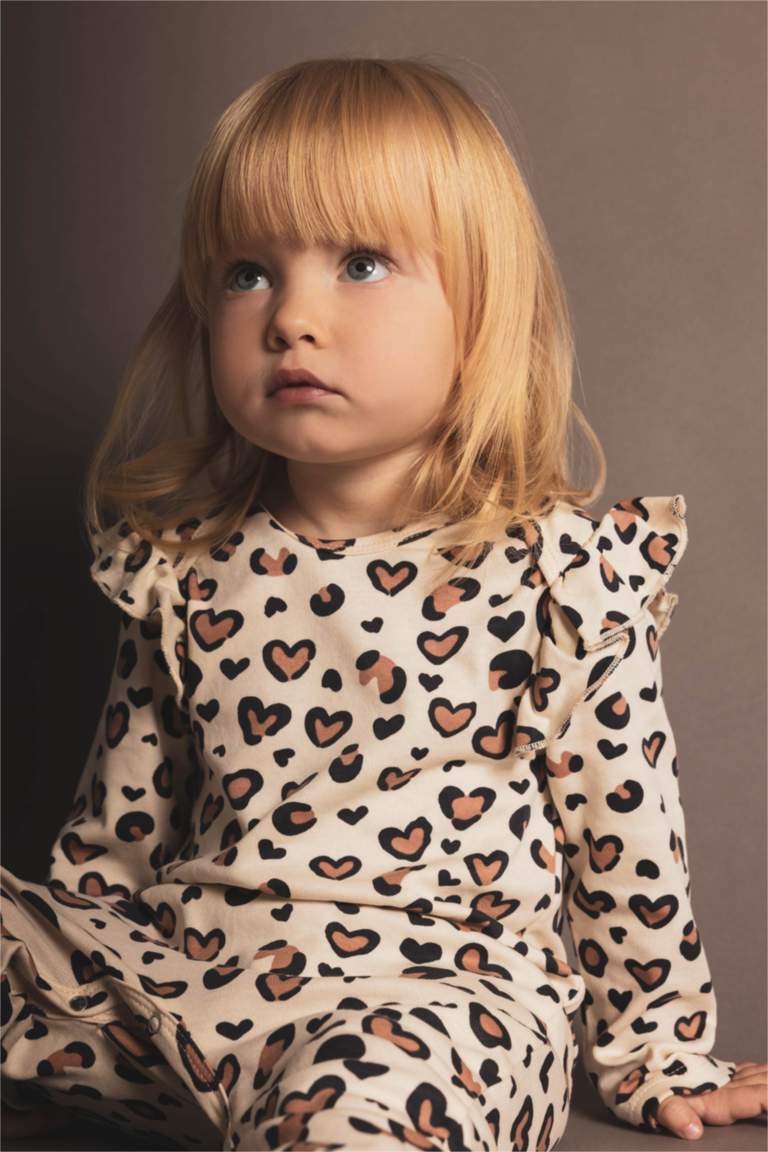 Beige BABY GIRL Regular Fit Envelope Neck Leopard Jumpsuit 2940792 ...