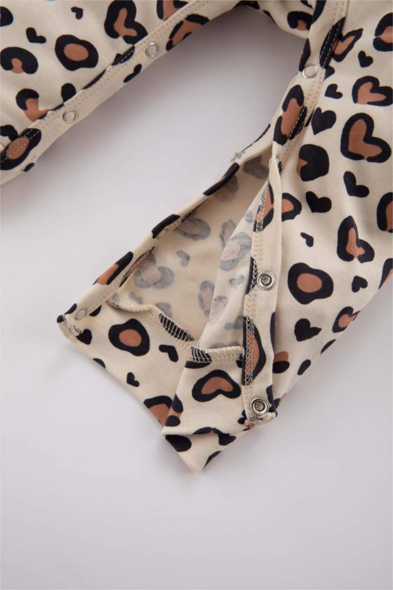 Beige BABY GIRL Regular Fit Envelope Neck Leopard Jumpsuit 2940792 ...