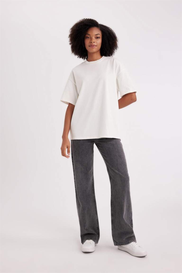 Anthracite WOMAN Wide Leg High Waist Long Jeans 3036052 | DeFacto