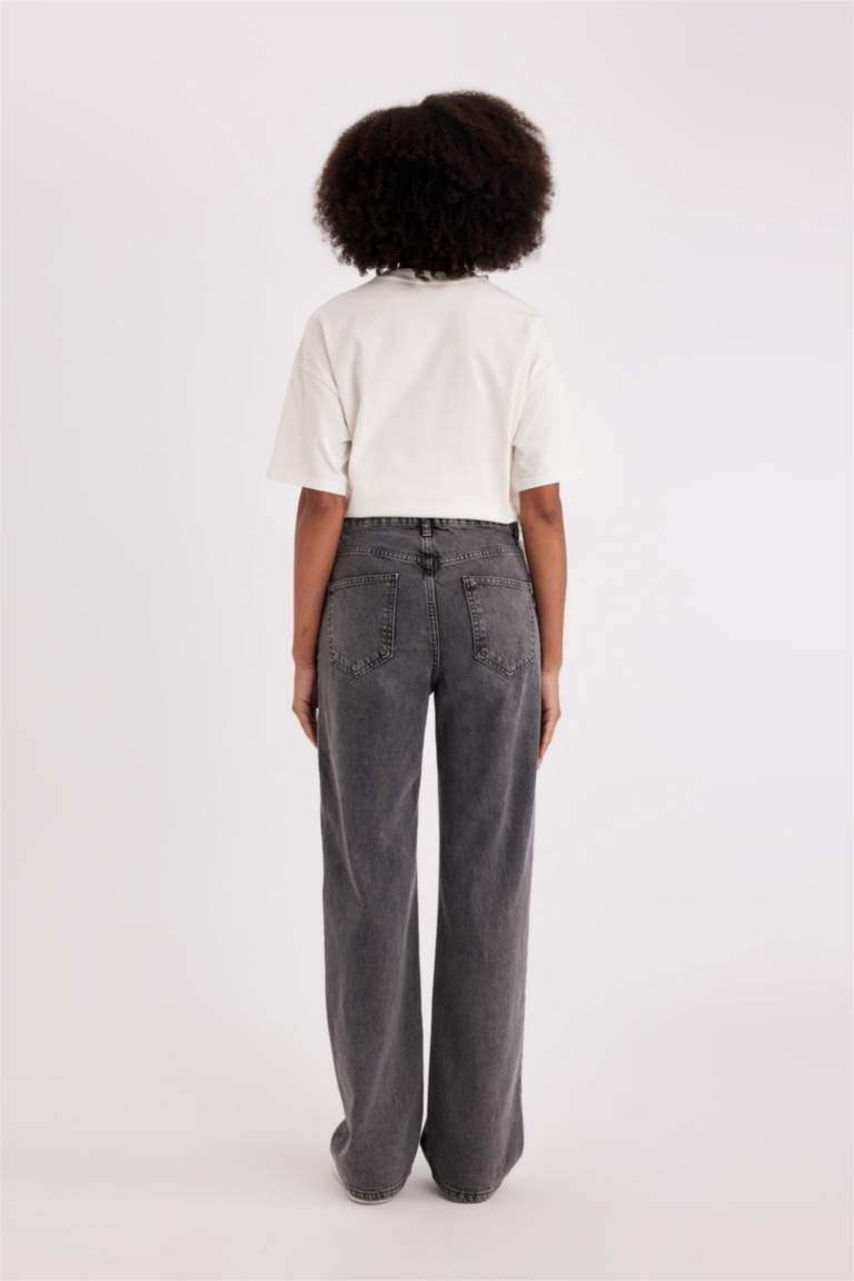 Anthracite WOMAN Wide Leg High Waist Long Jeans 3036052 | DeFacto