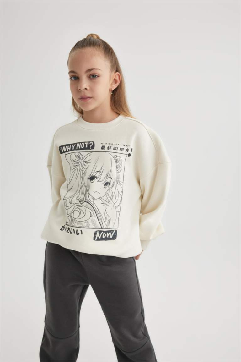 Ecru GIRLS & TEENS Girl Printed Sweatshirt Sweatpants 2 Piece Set ...