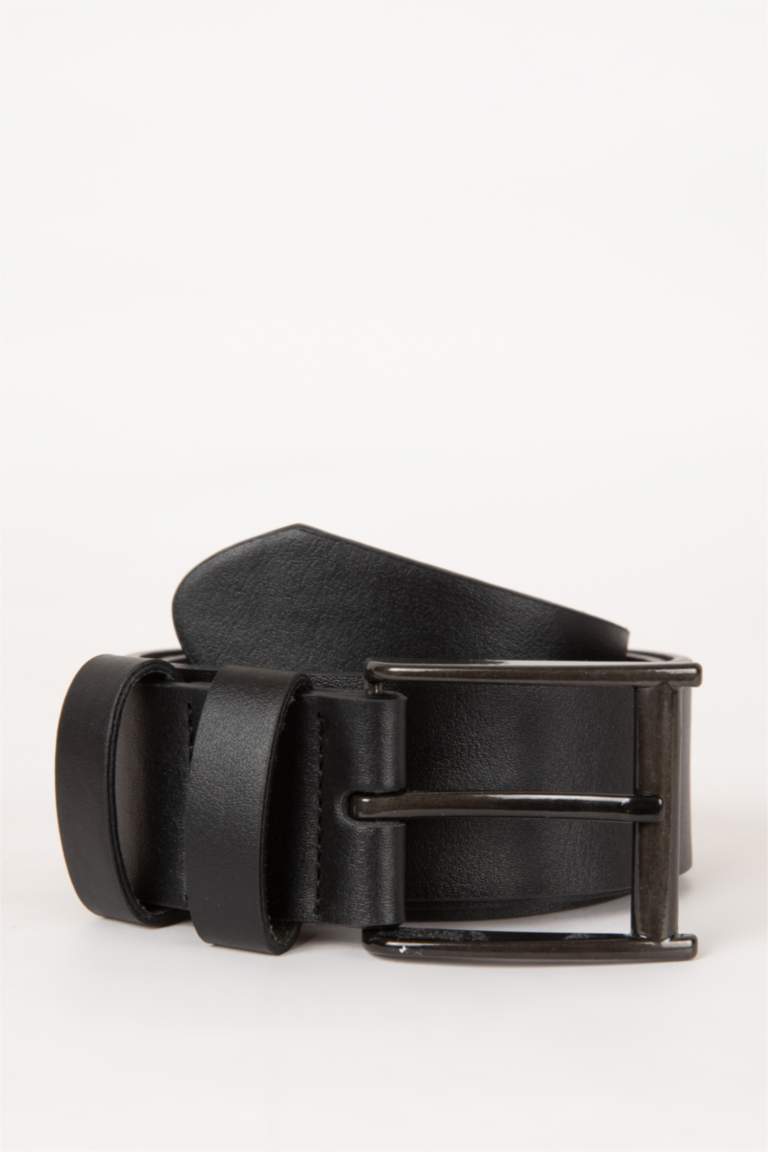 Black MAN Man Rectangle Clasp Faux Leather Jean Belt 3043810 | DeFacto
