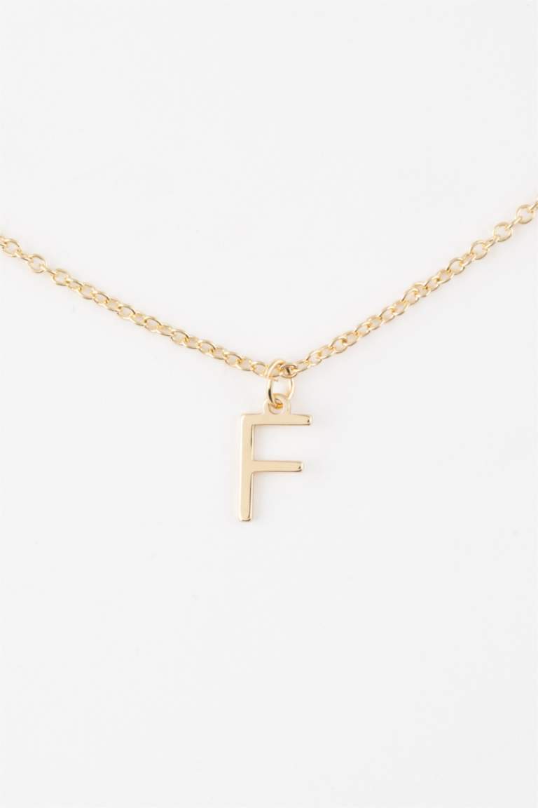 Gold WOMAN Woman F Letter Gold Necklace 3046627 | DeFacto