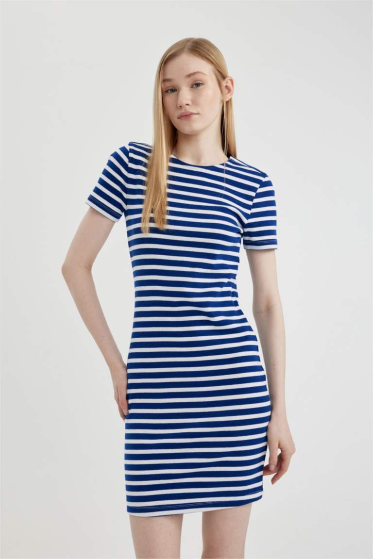 Blue WOMAN Bodycon Crew Neck Ribbed Camisole Mini Dress 3076845 | DeFacto