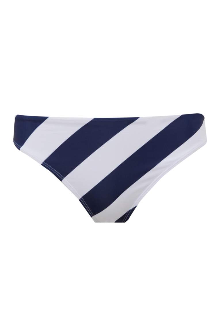 Navy WOMAN Fall in Love Regular Fit Striped Bikini Bottom 3082742 | DeFacto