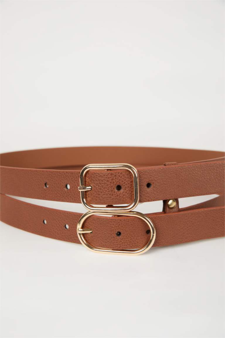 Brown WOMAN Woman Faux Leather Dual Jean Belt 3050637 | DeFacto