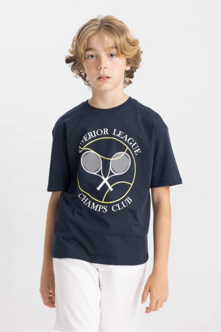 Navy BOYS & TEENS Boy Oversize Fit Crew Neck Printed T-Shirt 3152084 ...