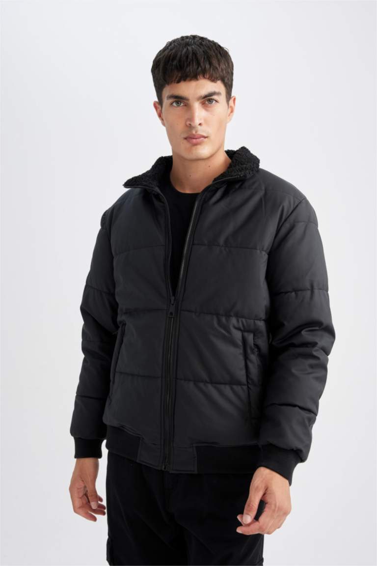 Black MAN Regular Fit Lined Faux Leather Jacket 3113736 | DeFacto