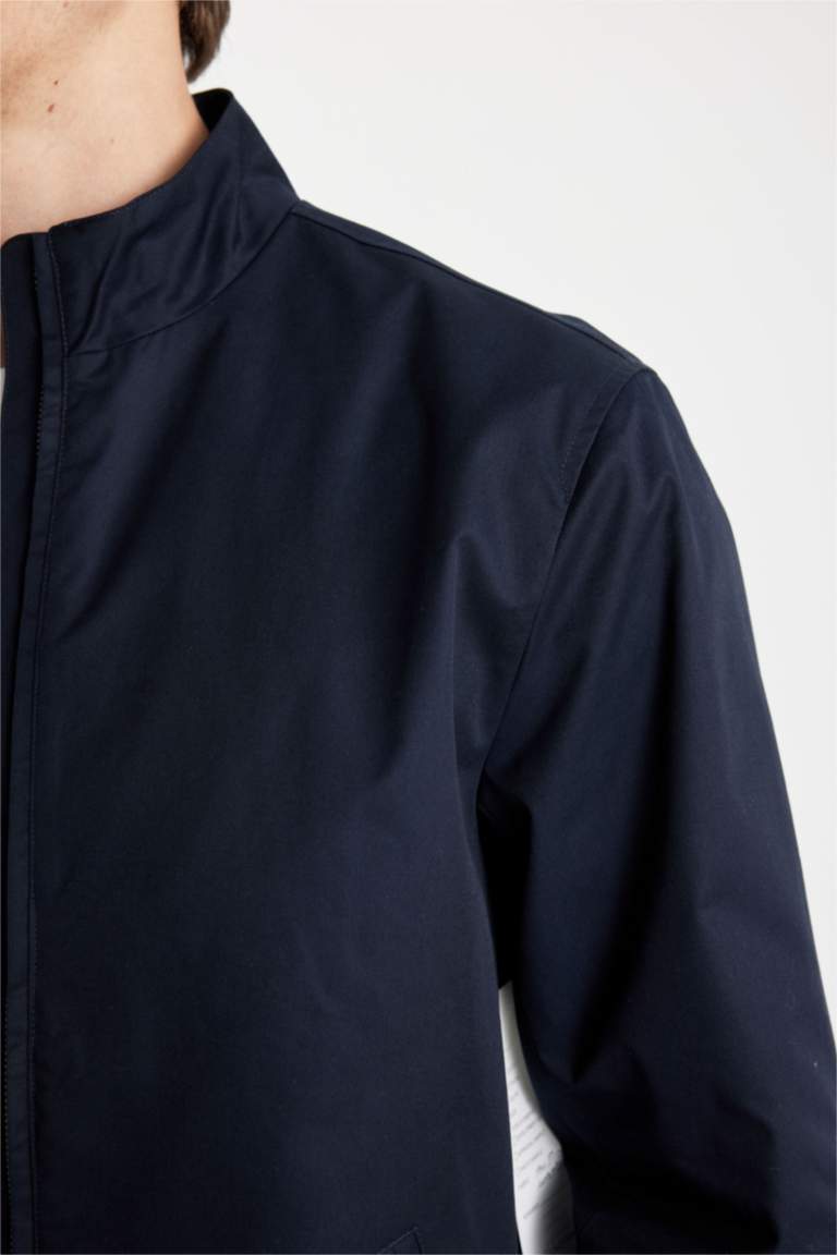 Navy MAN Slim Fit Windproof Stand Collar Light Thin Jacket 3138077 ...