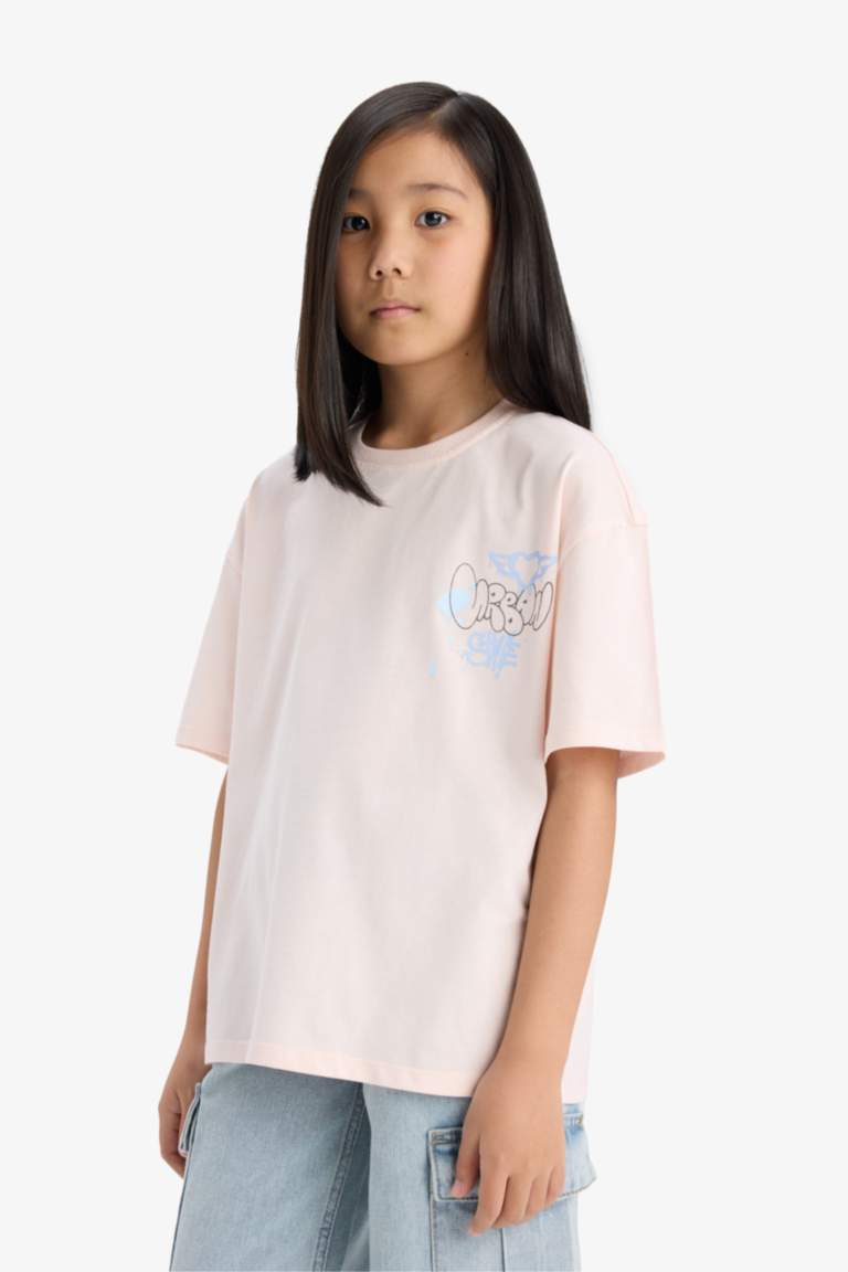 Pink GIRLS & TEENS Girl Oversize Fit Crew Neck Slogan Printed T-Shirt ...