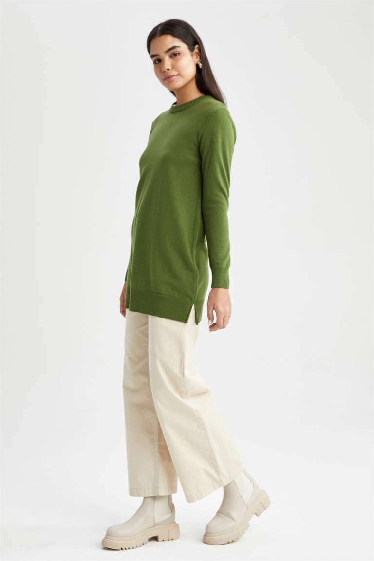 Vert FEMME Tunique basique en maille extra douce coupe classique ...